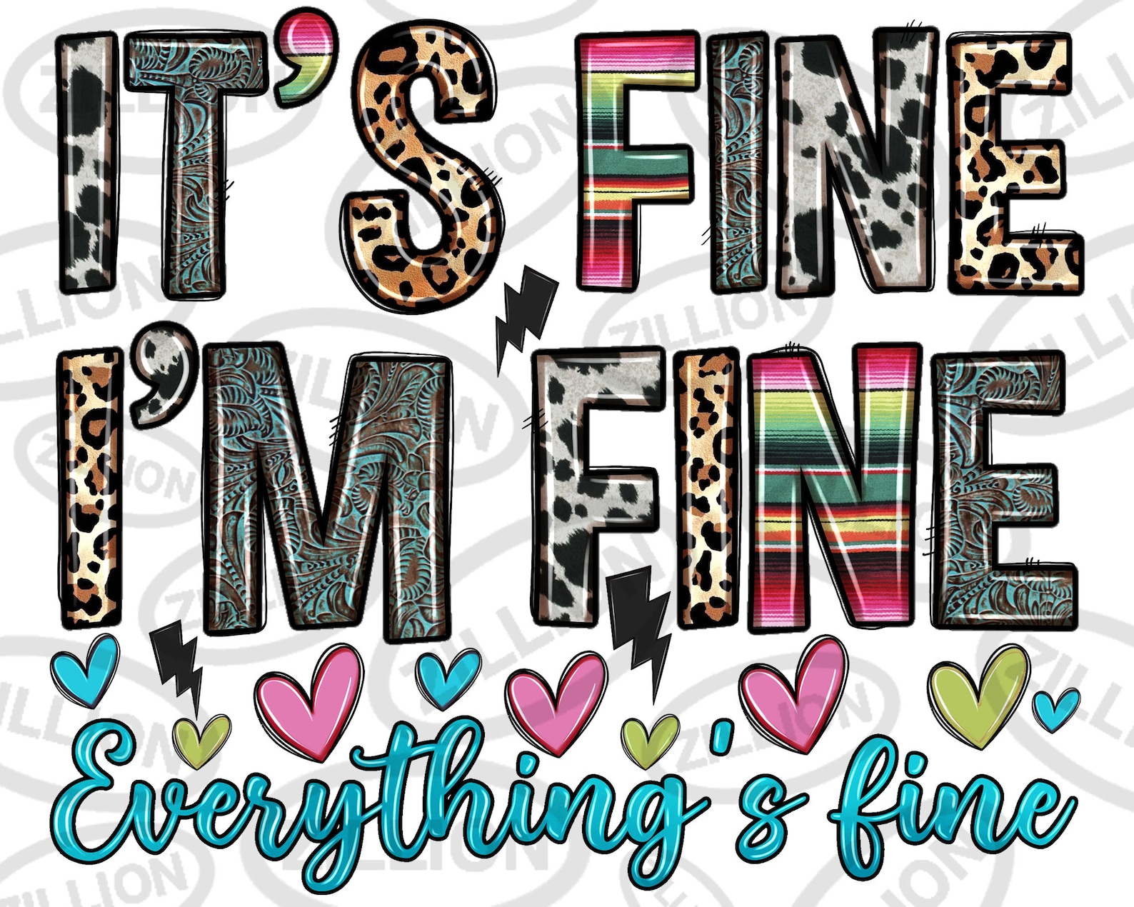 It's Fine I'm Fine Everything's Fine Png Sublimation Design Download ...