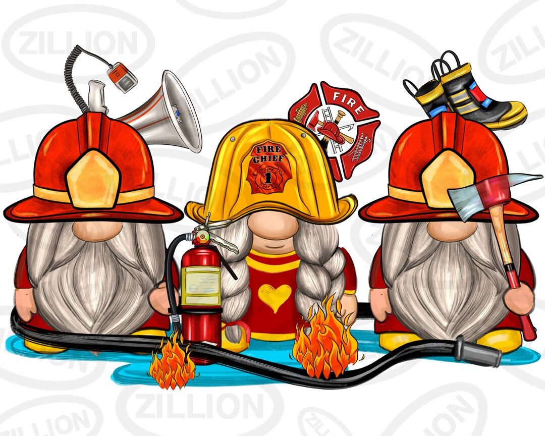 Firefighter Gnomes Png Sublimation Design Download, Firefighter Png ...
