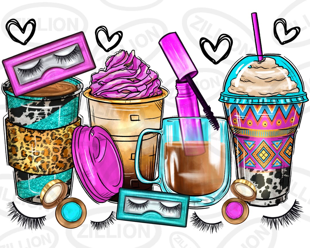 Eyelash Coffee Cups Png Sublimation Design, Western Coffee Cups Png ...