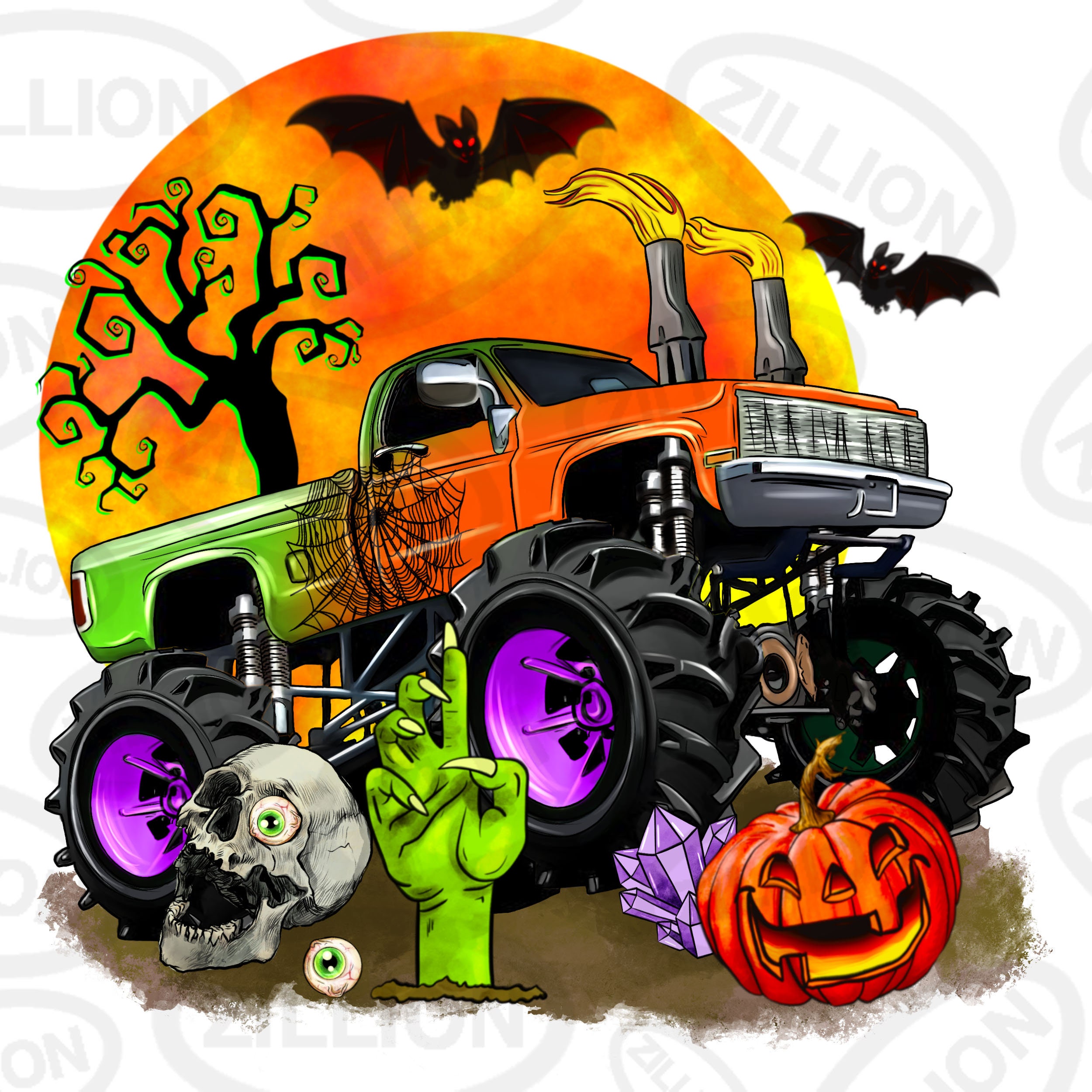 Halloween Monster Truck Png Sublimation Design Download, Happy ...