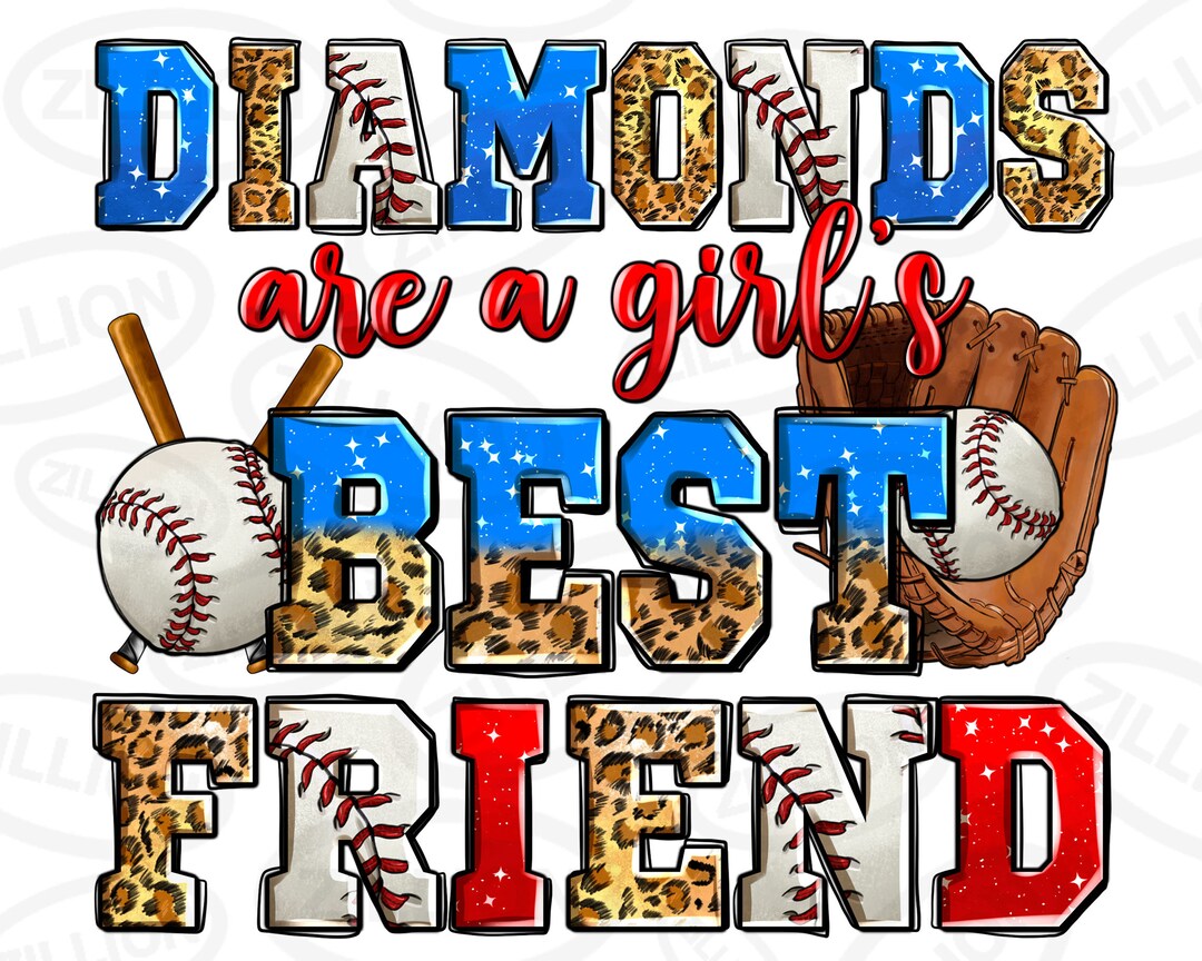 Diamonds Are a Girl's Best Friend Baseball Png Sublimation Design ...