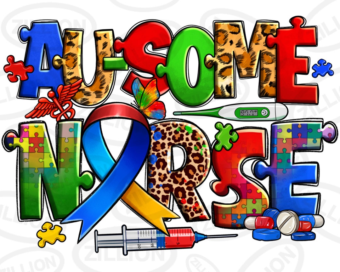 Au-some Autism Nurse Png Sublimation Design Download, Autism Awareness ...