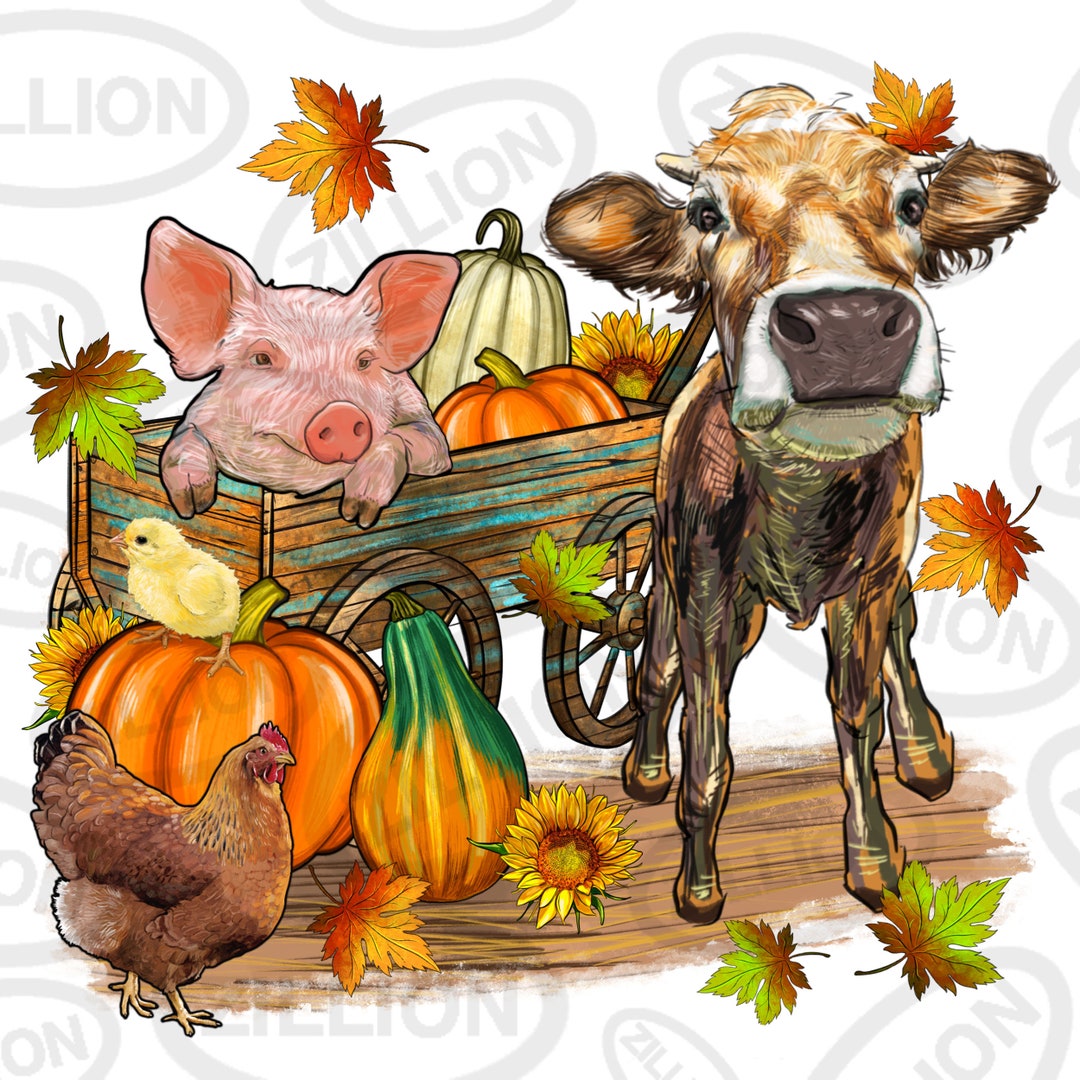 Fall Farm Animals Png Sublimation Design Download, Autumn Png, Hello ...