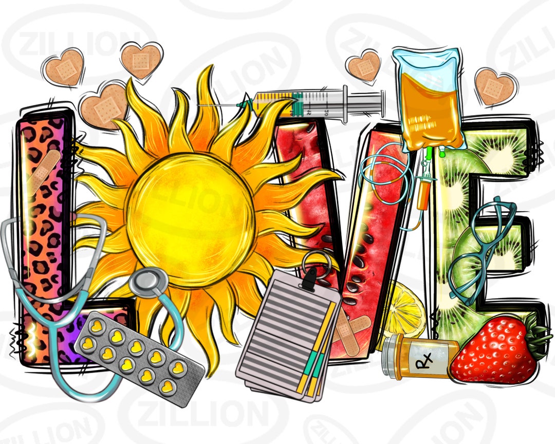 Love Summer Nurse Png Sublimation Design Download, Nurse Png, Summer ...