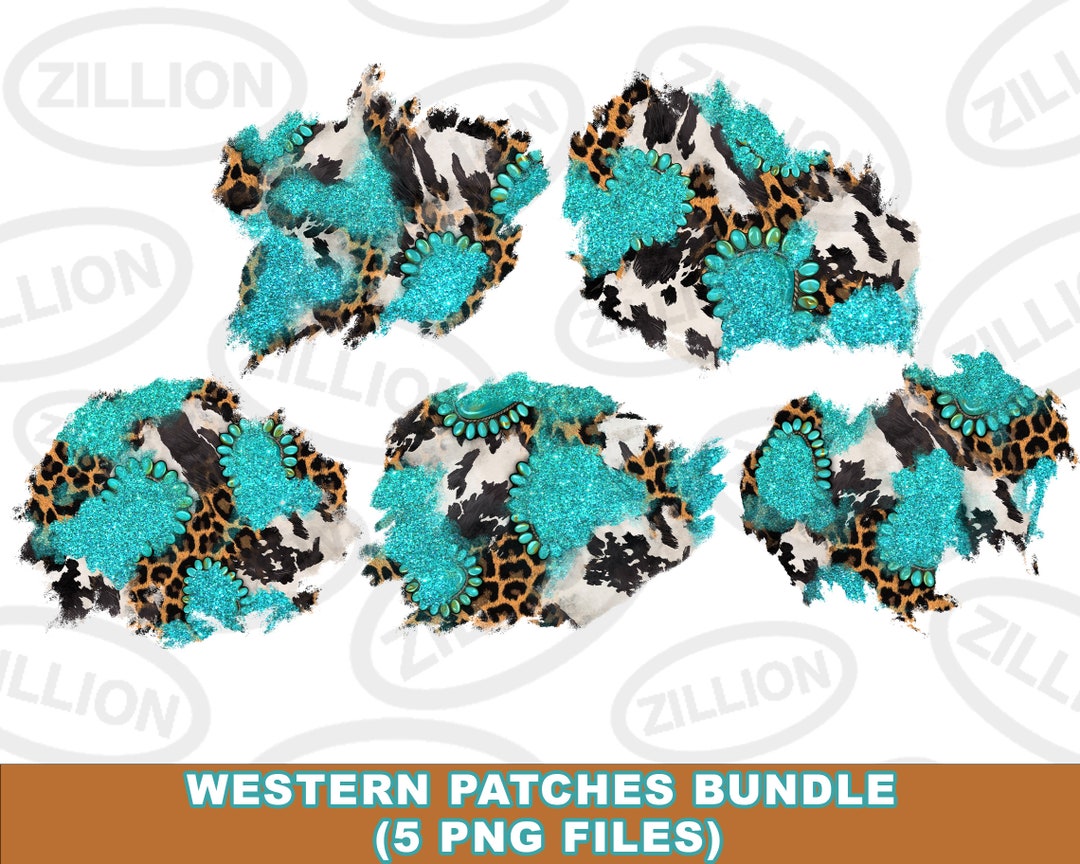 Western Patches Png Sublimation Design Bundle, Cowhide Patches Bundle ...