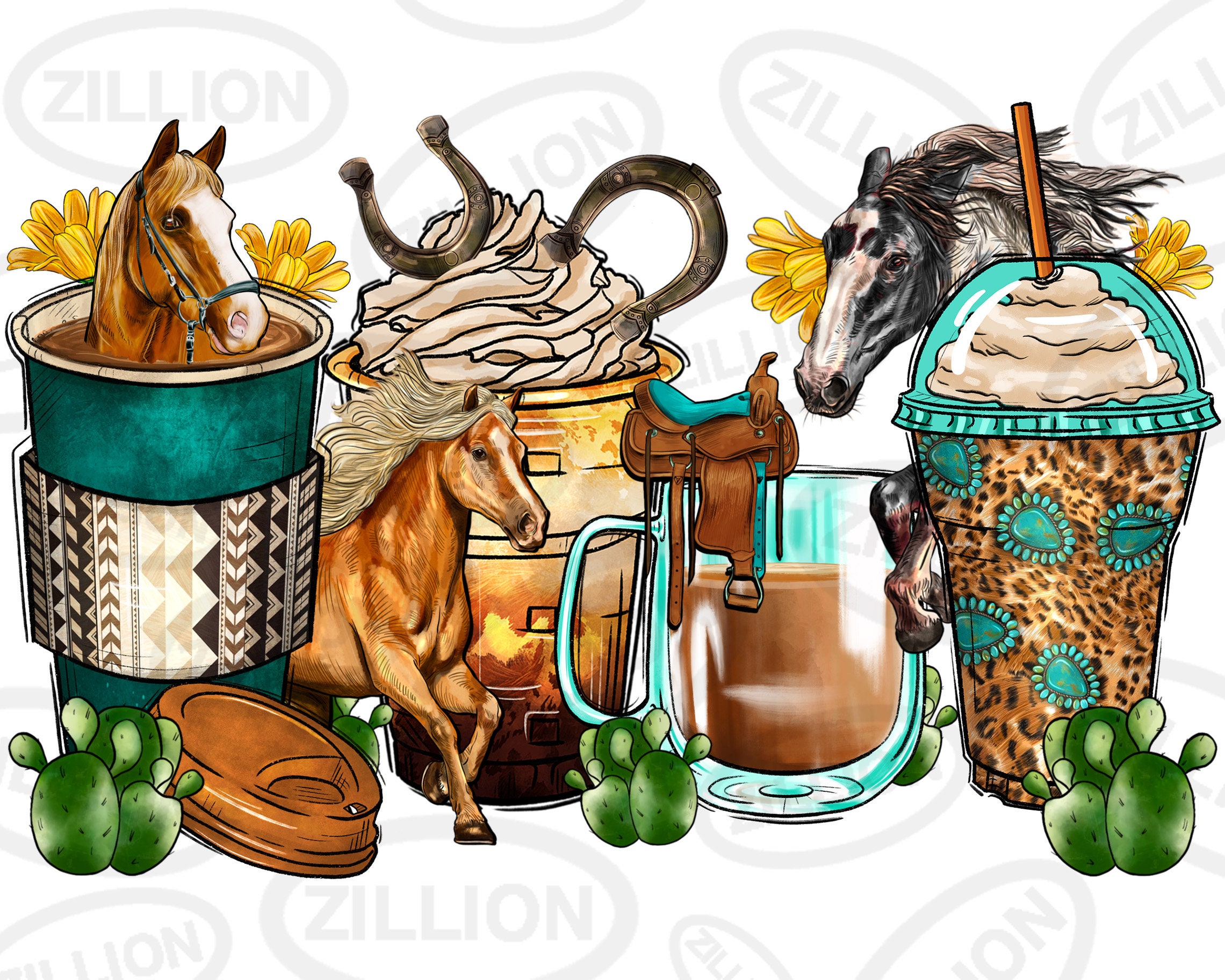 Horses Coffee Cups Png Sublimation Design Western Coffee Cups - Etsy