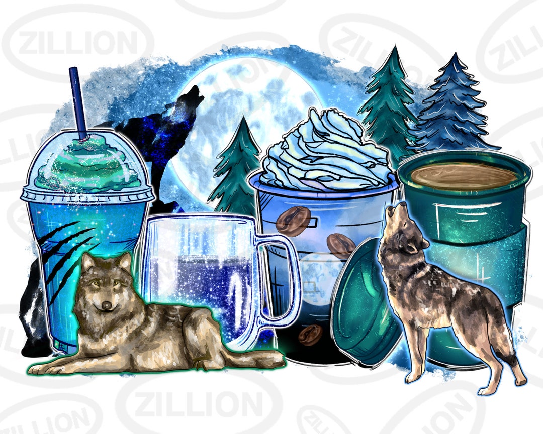 Wolf Coffee Cups Png Sublimation Design Download, Wolf Png, Wild Animal ...
