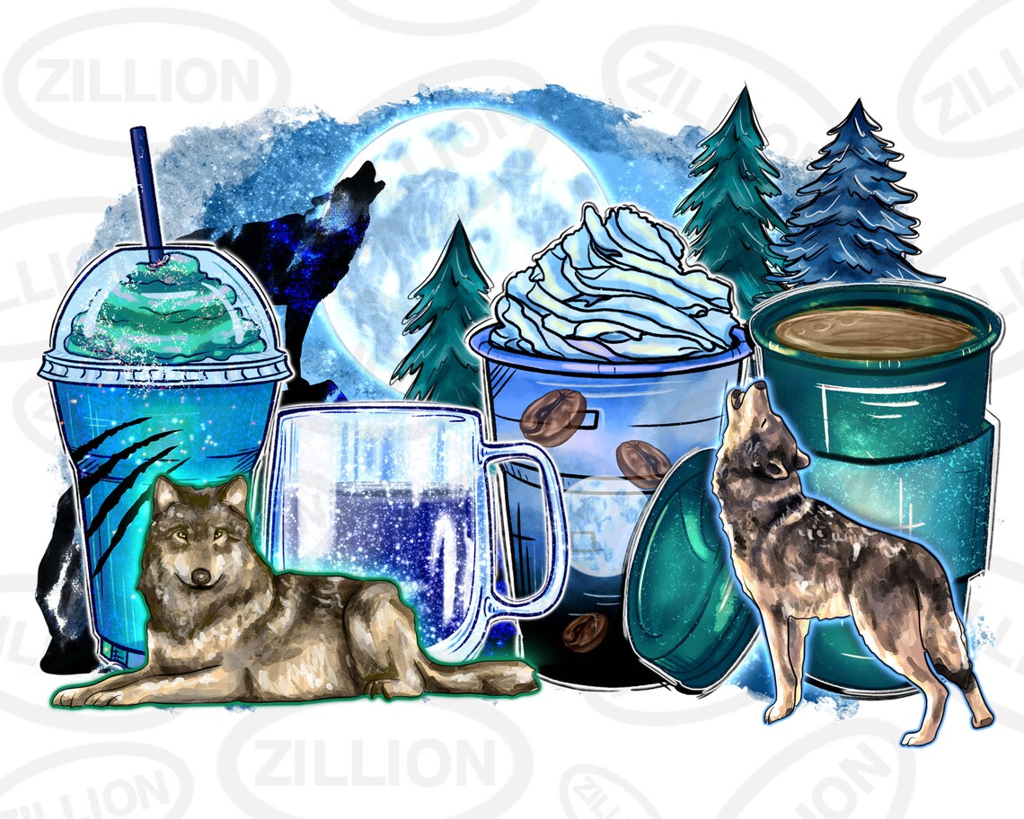 Wolf Coffee Cups Png Sublimation Design Download, Wolf Png, Wild Animal ...
