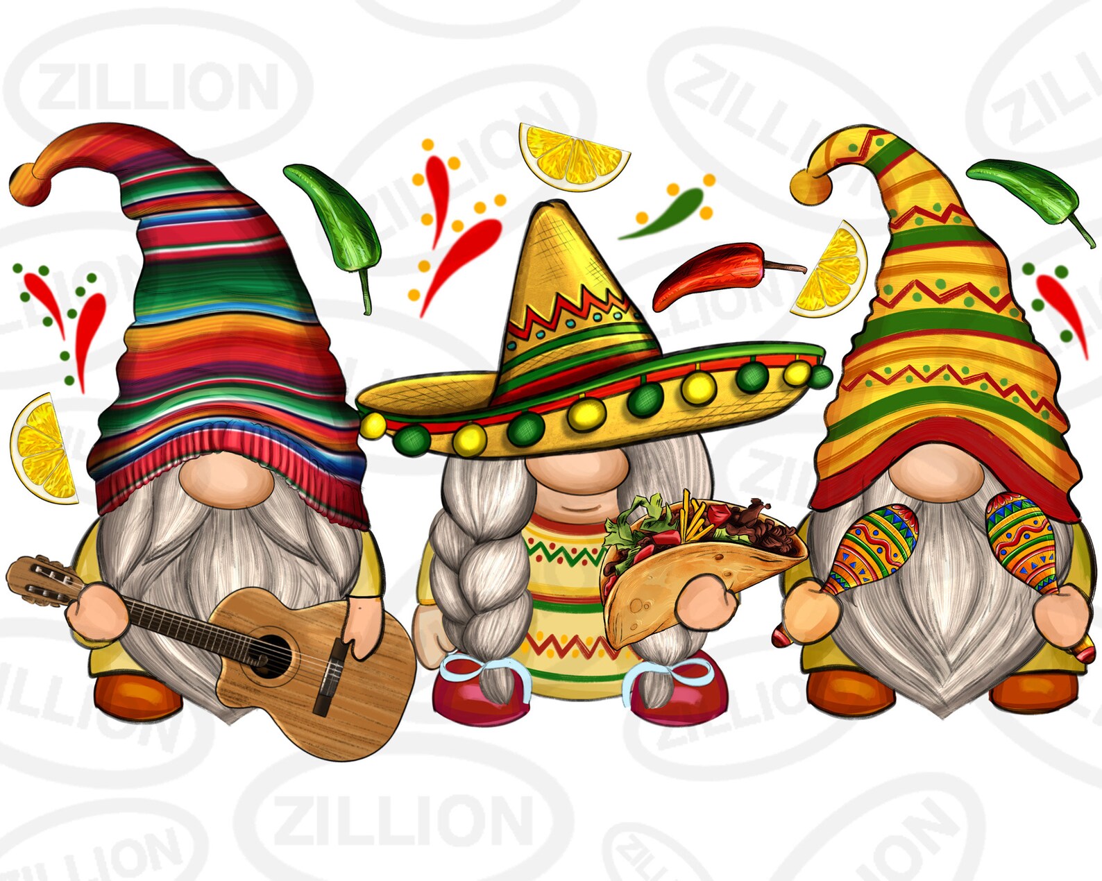 Mexican Gnomes Png Sublimation Design Download, Hand Drawn Gnomes Png ...