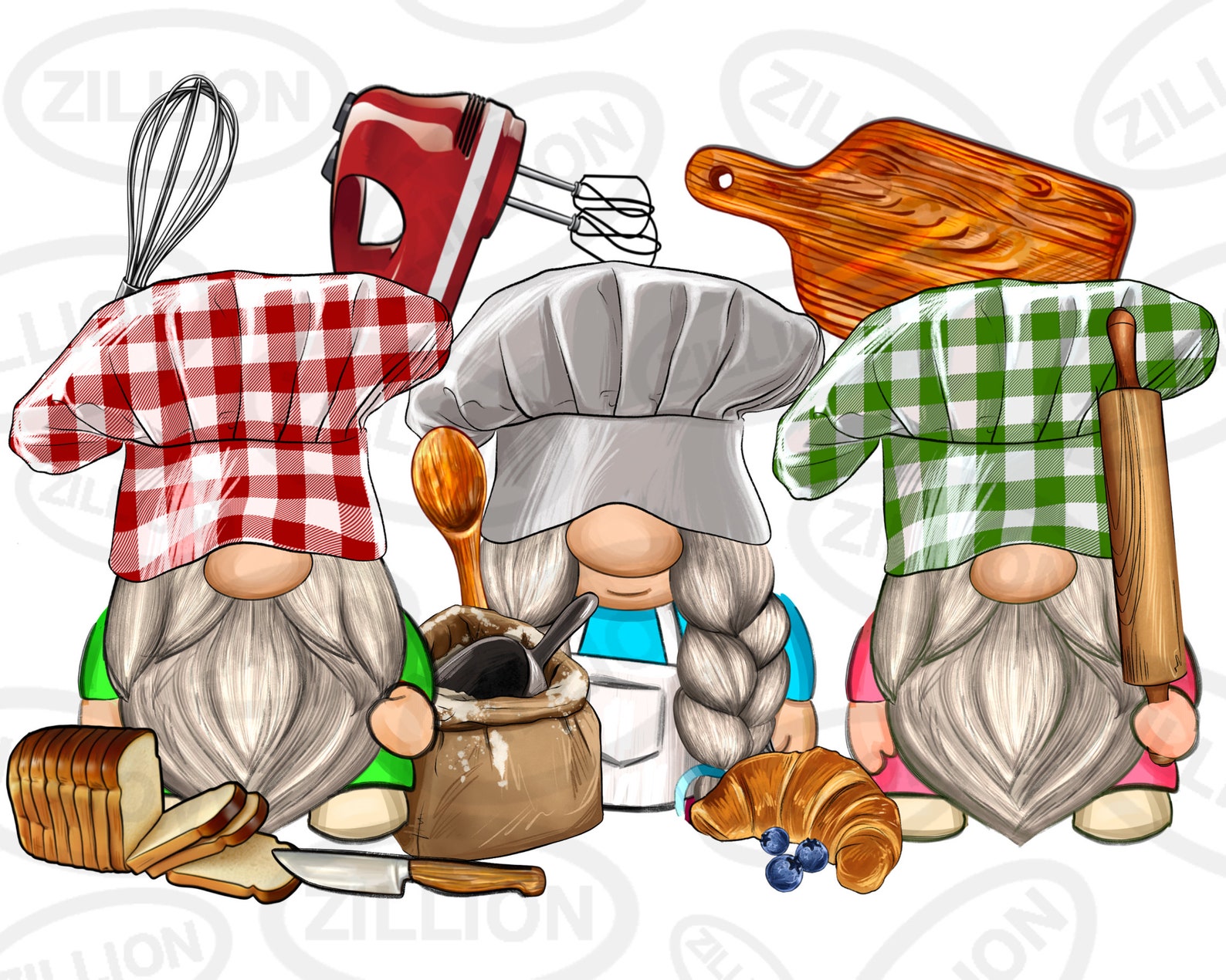 Bakery Gnomes Png Sublimation Design Download, Cute Gnomes Png, Cooking ...