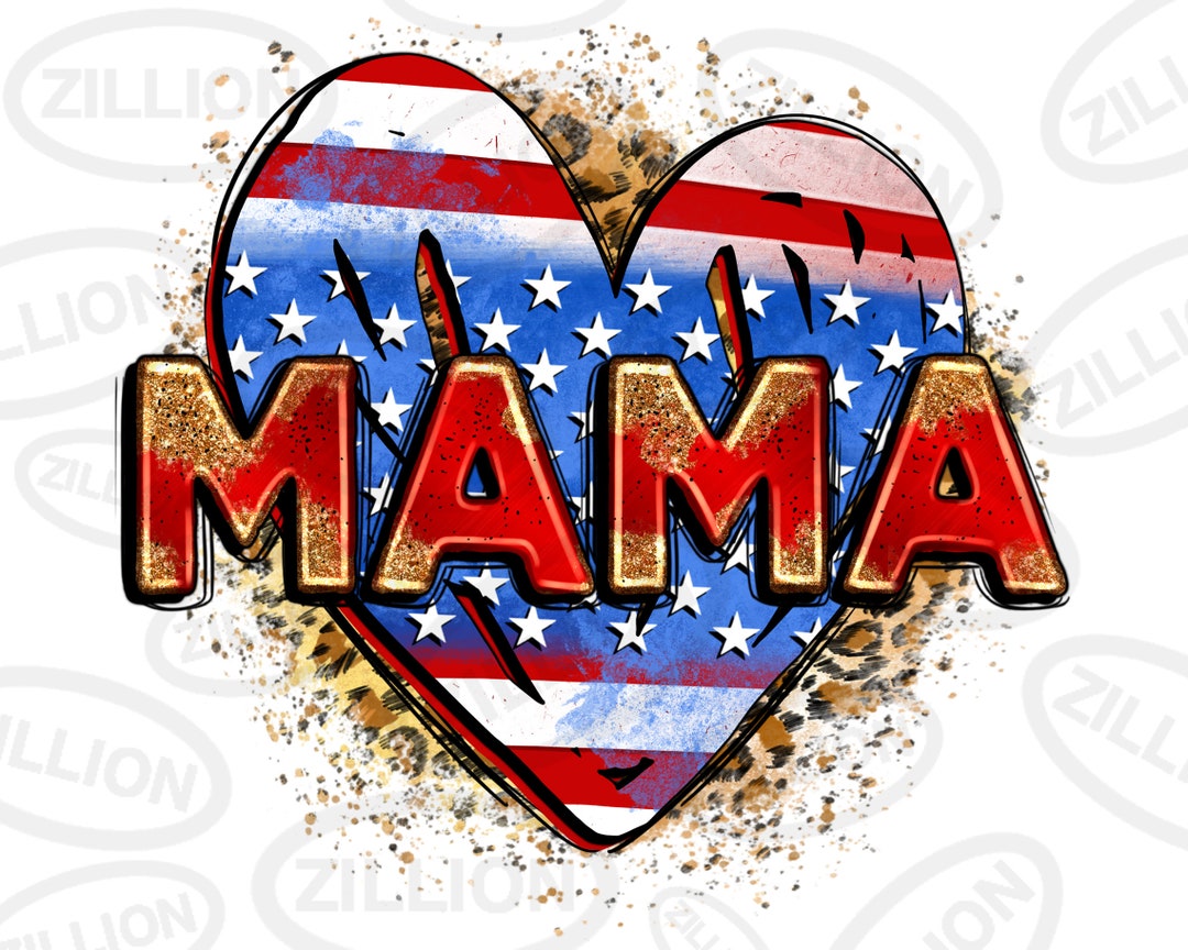 American Mama Heart Png Sublimation Design Download, Mother's Day Png ...