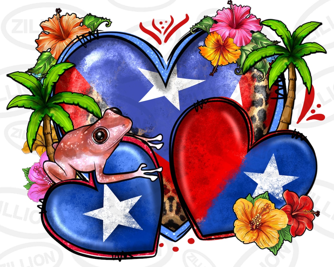 Puerto Rico Hearts Png Sublimation Design Download, Puerto Rico Flag ...