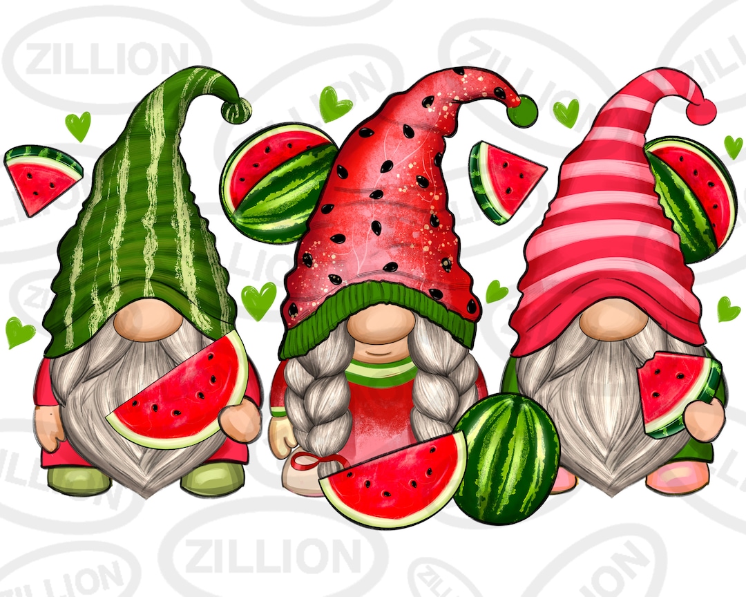 Watermelon Gnomes Png Sublimation Design Download, Cute Gnomes Png ...
