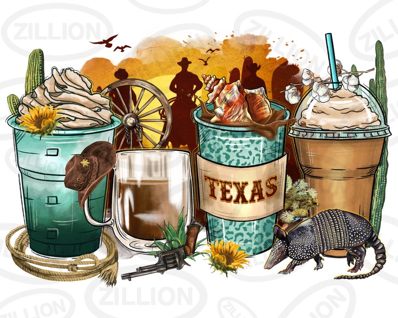 Texas Coffee Cups Png Sublimation Design Download Texas State - Etsy
