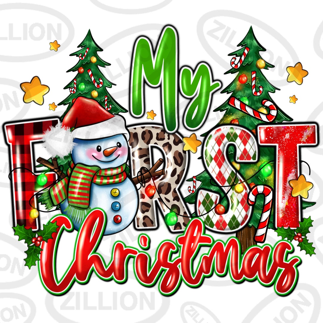 My First Christmas Png Sublimation Design Download, Merry Christmas Png ...