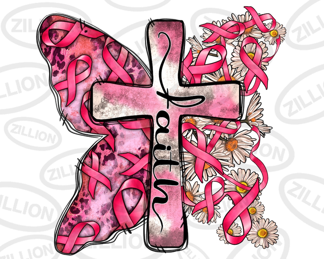 Faith Cancer Cross Png Sublimation Design Download, Breast Cancer Png ...