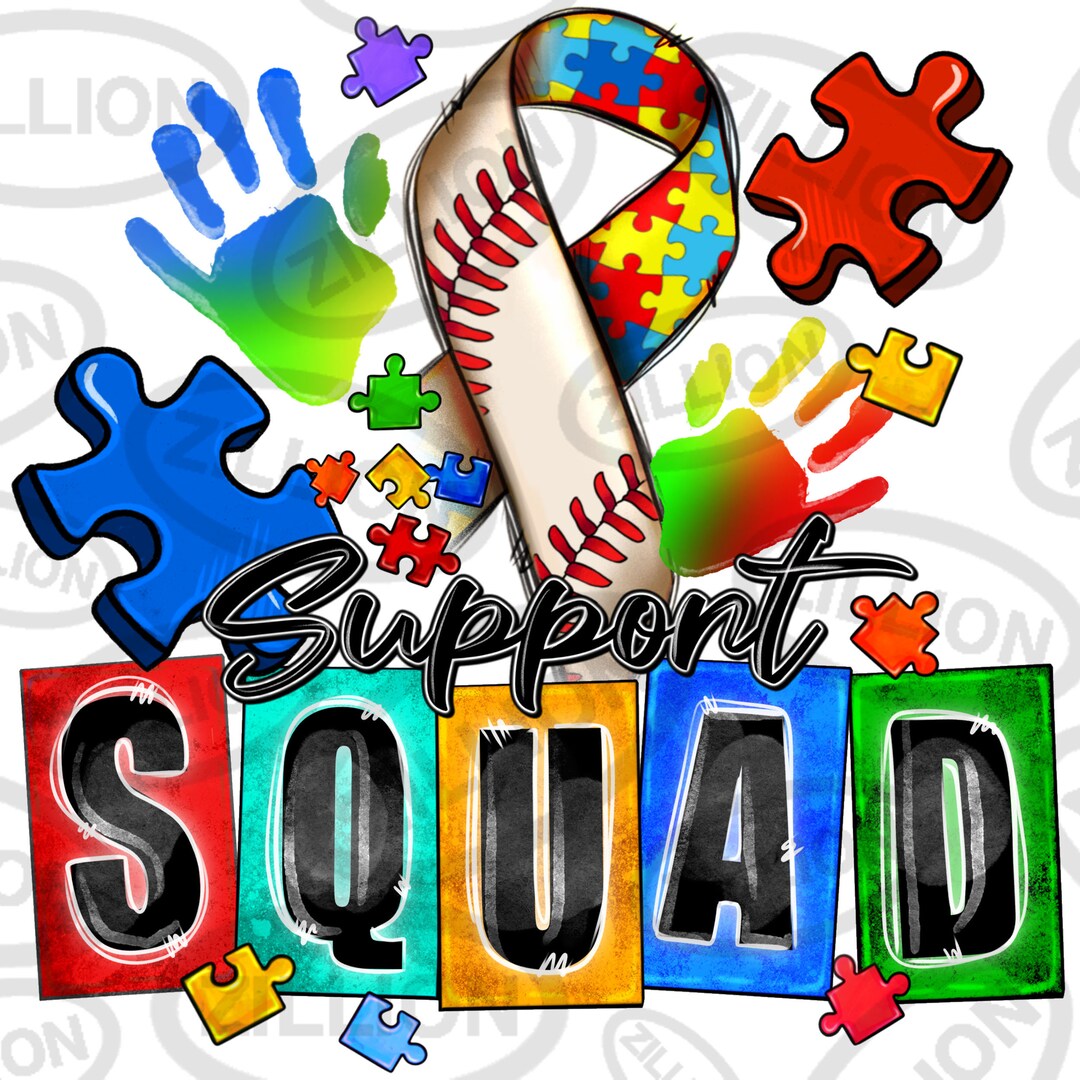 Baseball Support Squad Autism Png, Autism Awareness Png, Autism Ribbon ...
