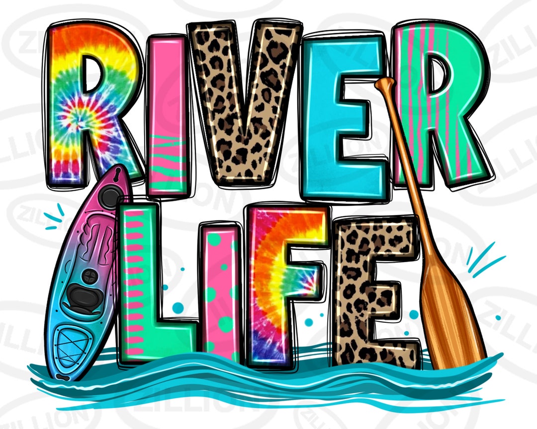 River Life Kayaking Png Sublimation Design Download, Western River Png ...