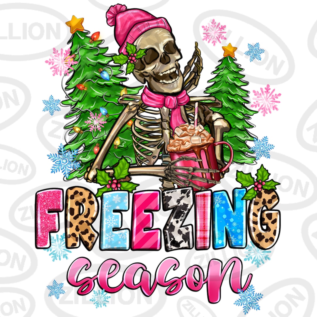 Freezing Season Skeleton Png Sublimation Design Download, Merry ...