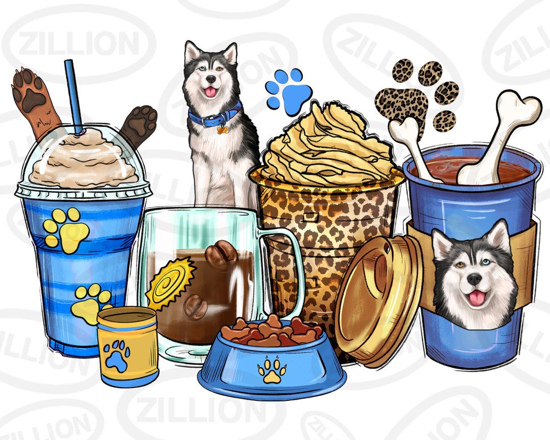 Siberian Husky Coffee Cups Png Sublimation Design, Animal Coffee Cups ...