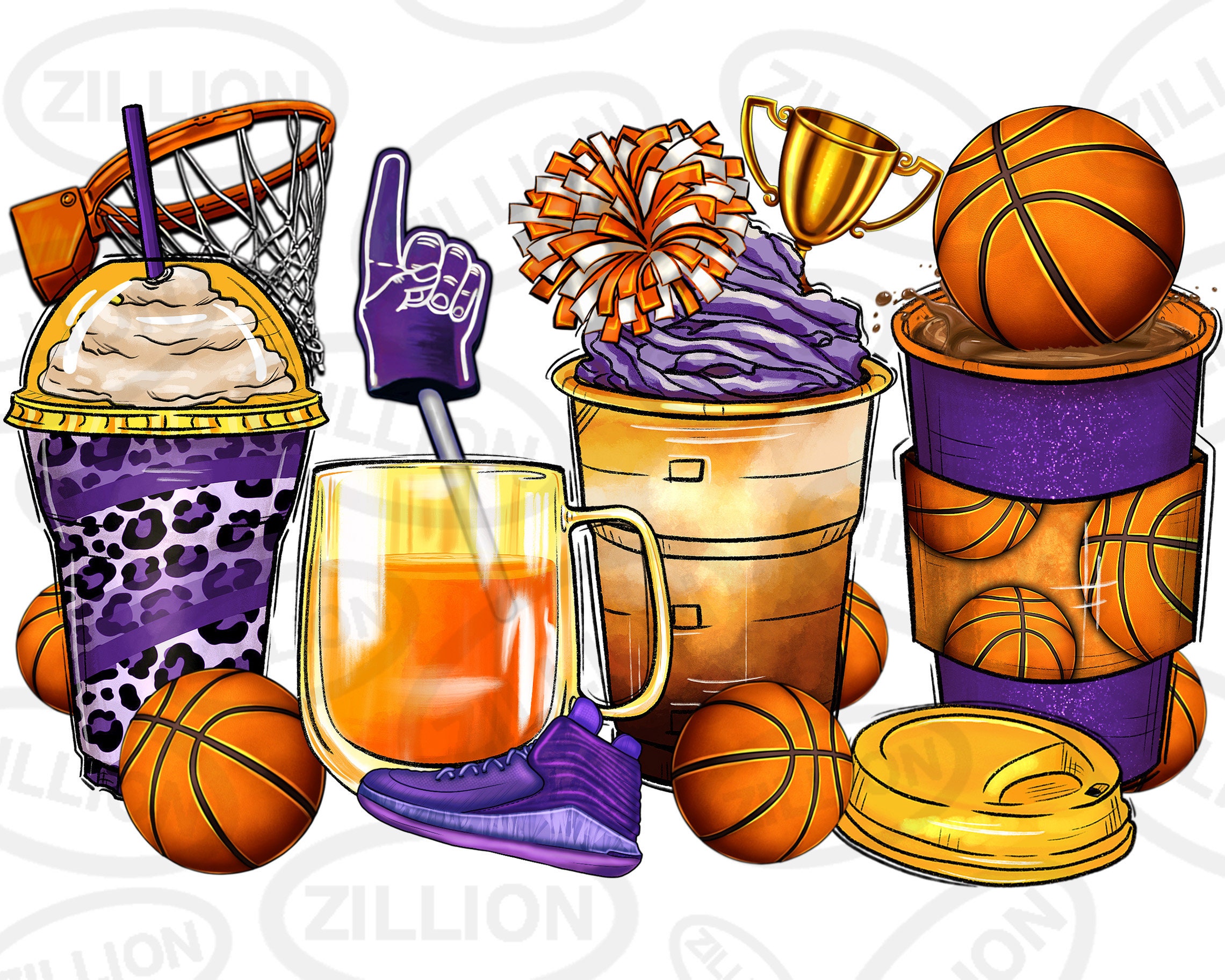 Basketball Coffee Cups Png Sublimation Design, Sport Coffee Cups Png ...