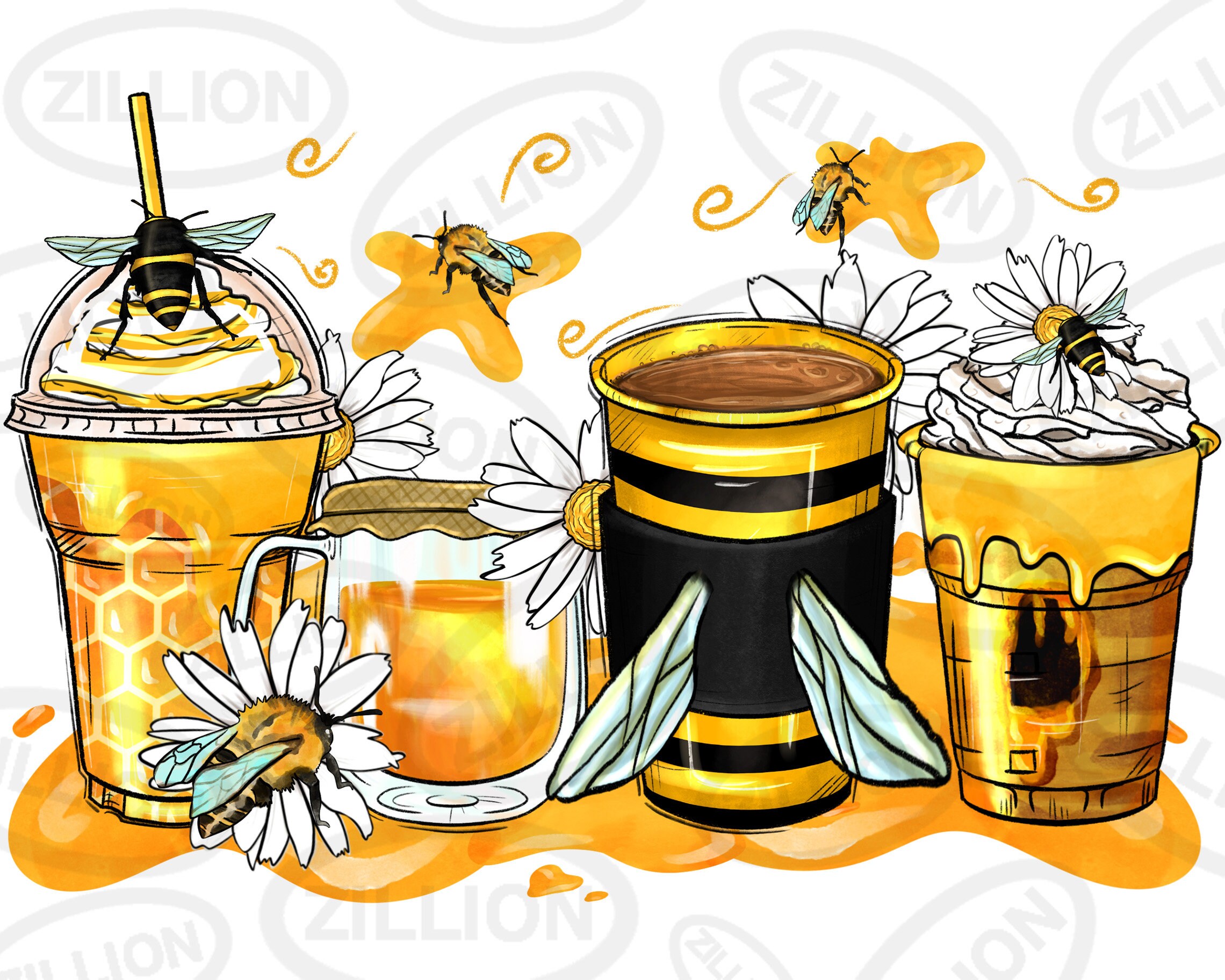 Bumble Bee Coffee Cups Png Sublimation Design, Animal Coffee Cups Png ...