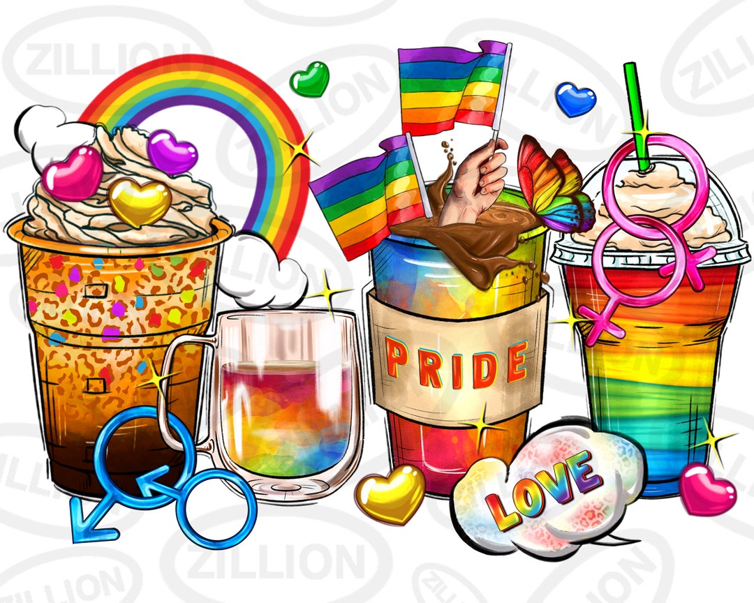 Pride Coffee Cups Png Sublimation Design Download, Coffee Cups Png ...