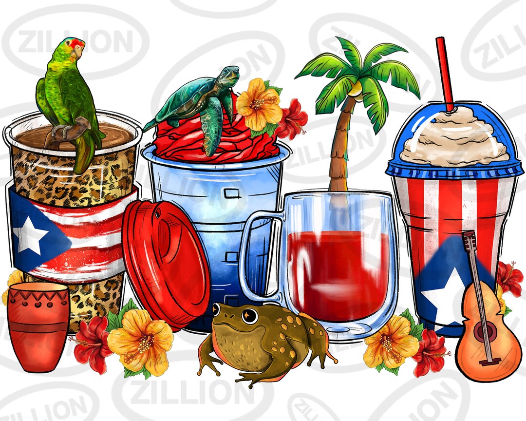 Puerto Rico Coffee Cups Png Sublimation Design, Western Coffee Cups Png ...