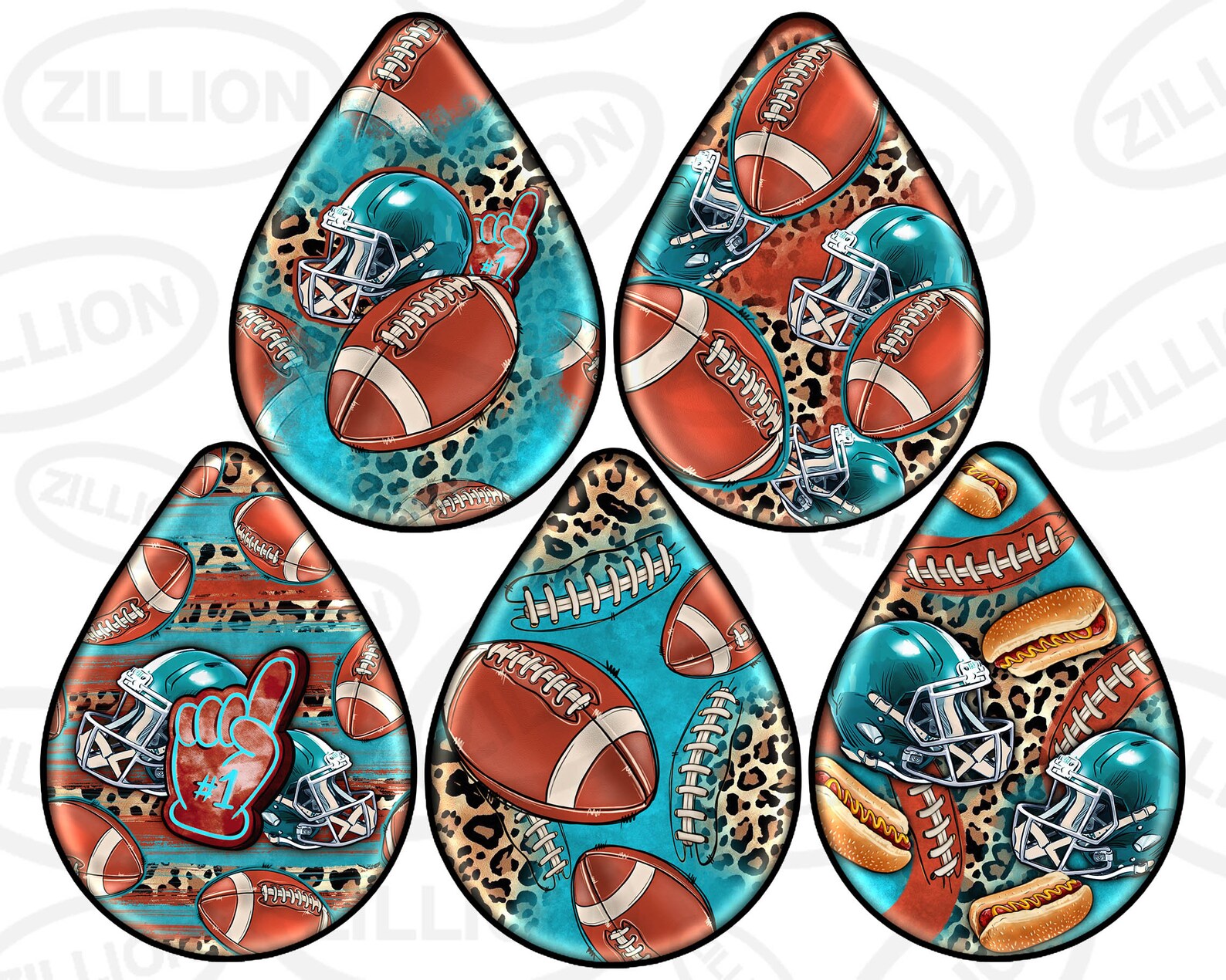 American Football Teardrop Earrings Png Sublimation Design Bundle ...