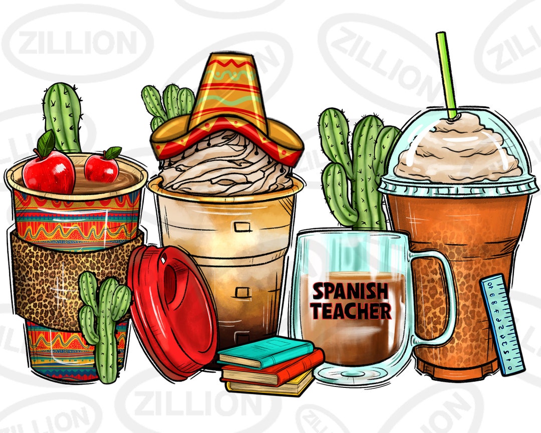 Spanish Teacher Coffee Cups Png Sublimation Design, Coffee Cups Png ...