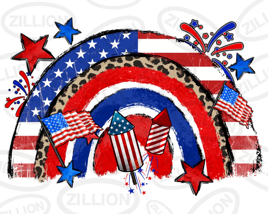 American Rainbow Png Sublimation Design Download, 4th of July Png, USA ...