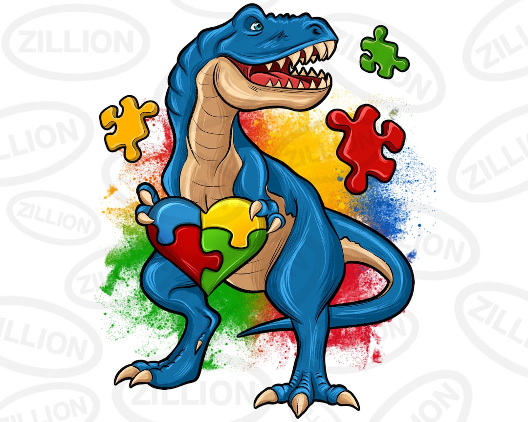 Autism T-rex Png Sublimation Design Download, Autism Awareness Png ...