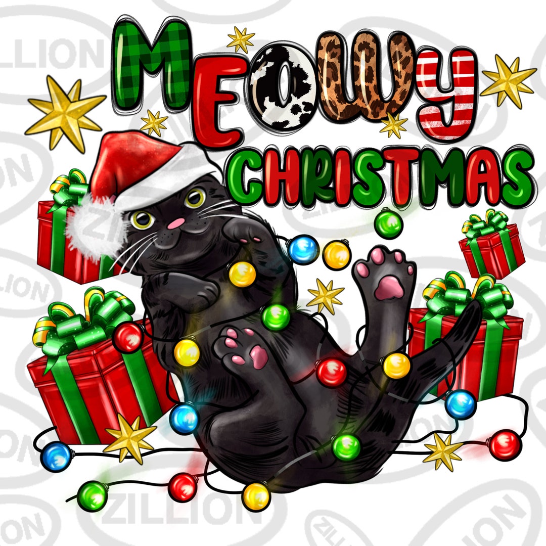 Meowy Christmas Png Sublimation Design Download, Christmas Png, Merry ...