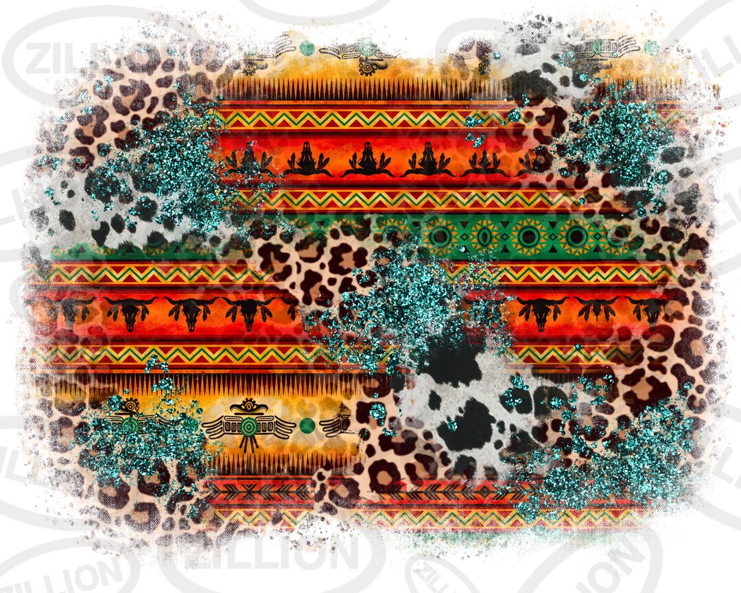 Leopard Aztec Background Png Sublimation Design Download, Western ...