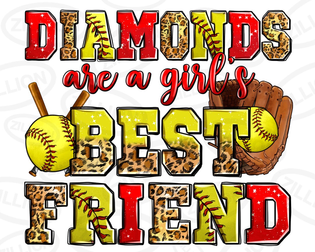 Diamonds Are a Girl's Best Friend Softball Png Sublimation Design ...
