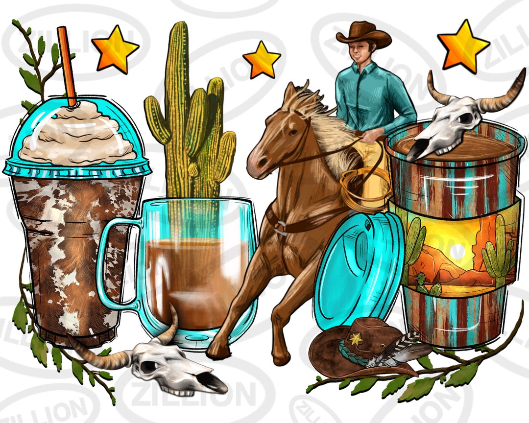 Cowboy Coffee Cups Png Sublimation Design, Western Coffee Cups Png ...