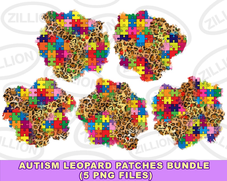 Autism Leopard Patches Png Sublimation Design Bundle, Autism Awareness Png, Western Patches ...