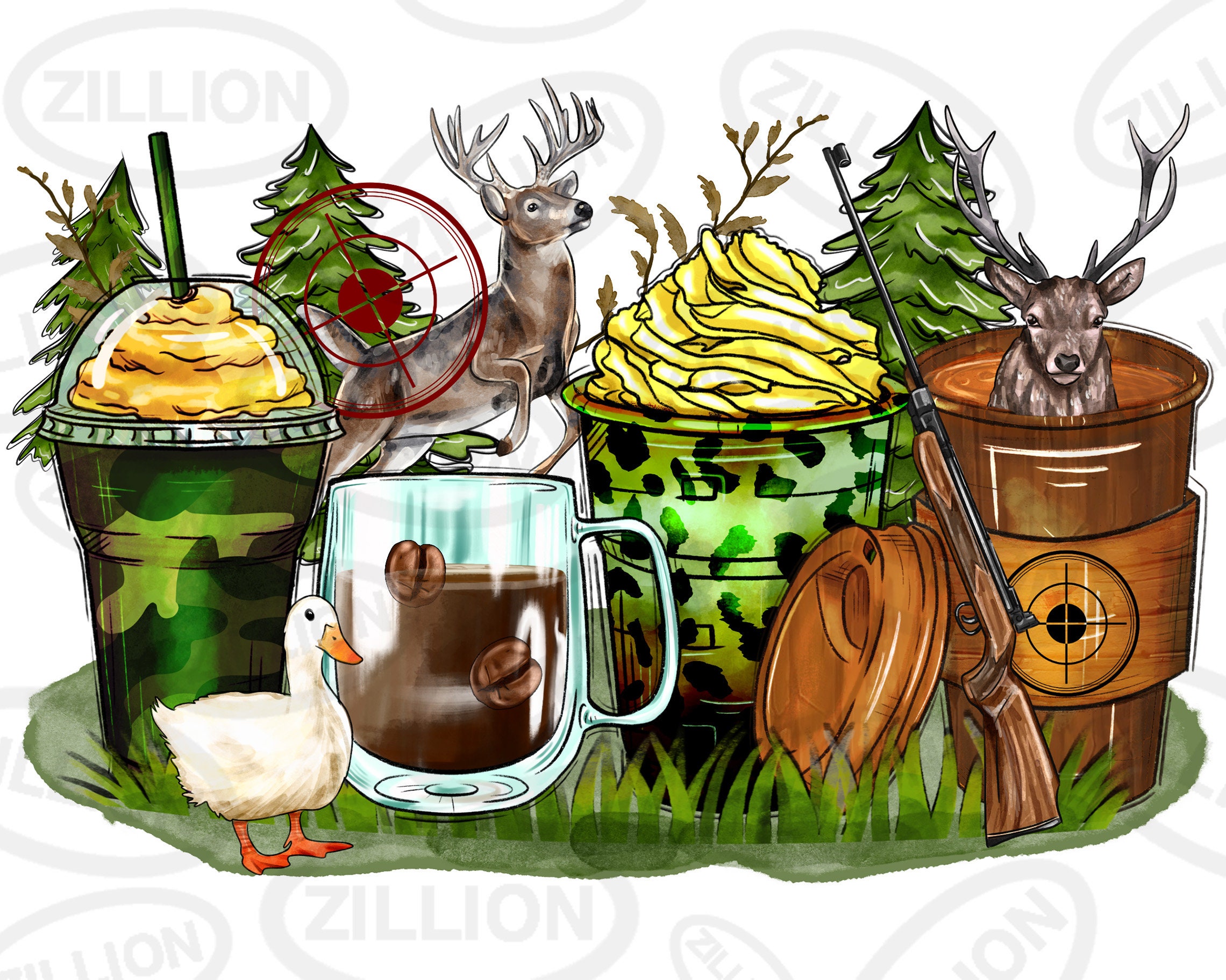 Hunter Coffee Cups Png Sublimation Design Western Coffee Cups - Etsy