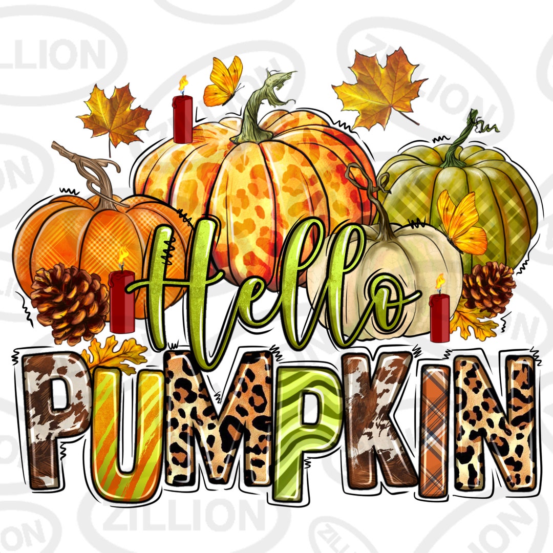 Hello Pumpkin Fall Png Sublimation Design Download, Hello Fall Png ...