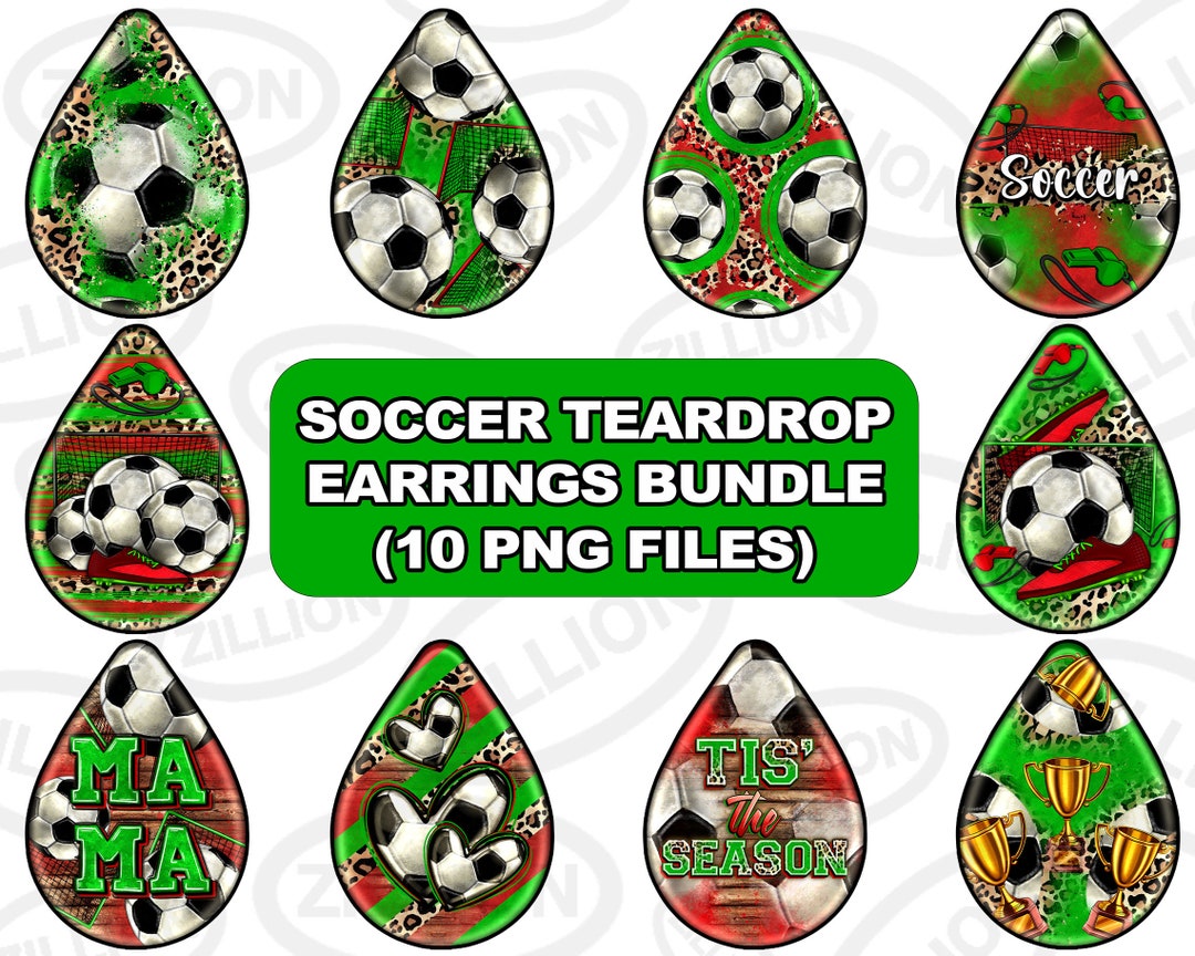 Soccer Teardrop Earrings Png Sublimation Design Bundle, Soccer Png ...