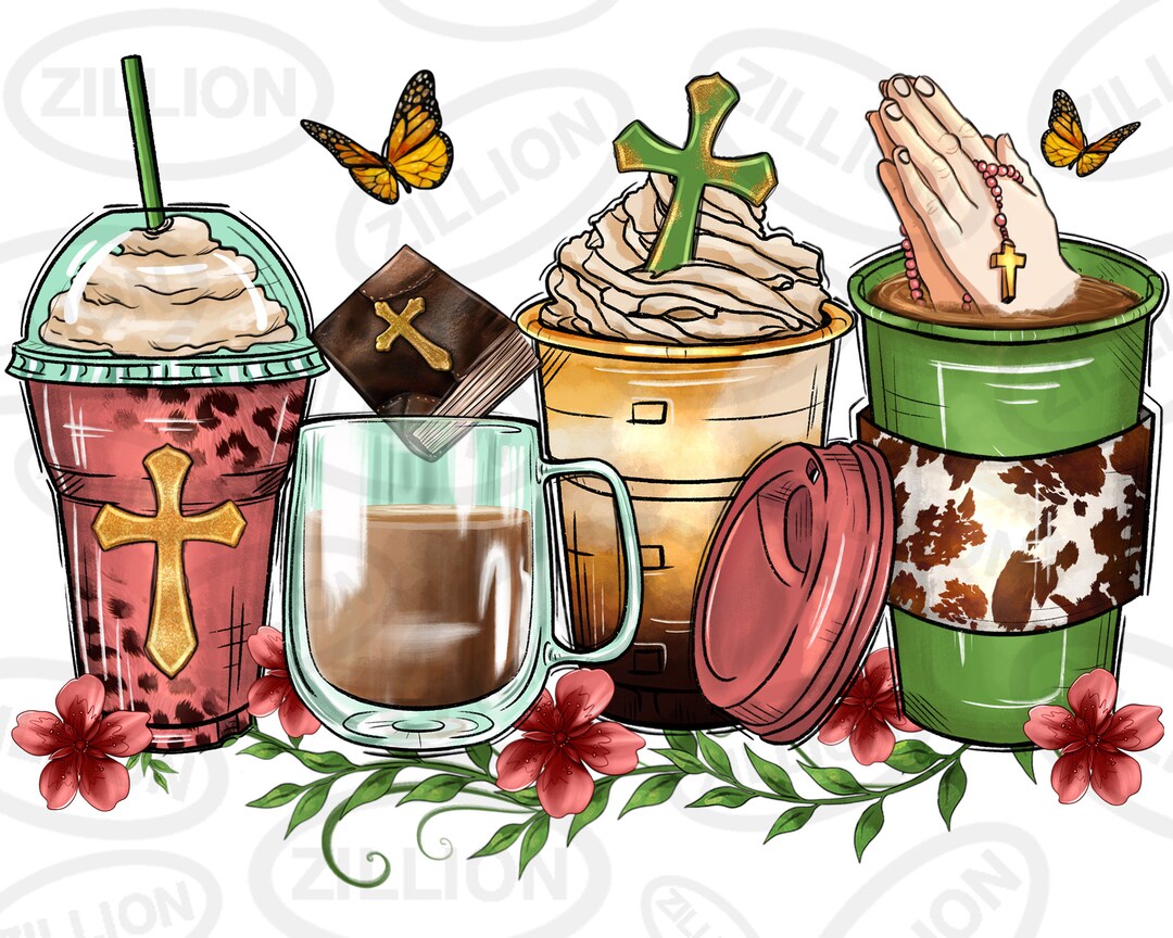 Faith Coffee Cups Png Sublimation Design, Western Coffee Cups Png ...