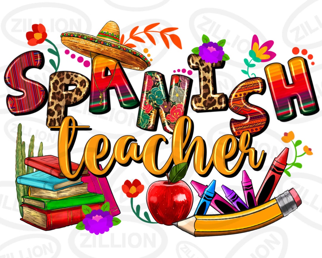 Spanish Teacher Png Sublimation Design Download, Teacher's Day Png ...