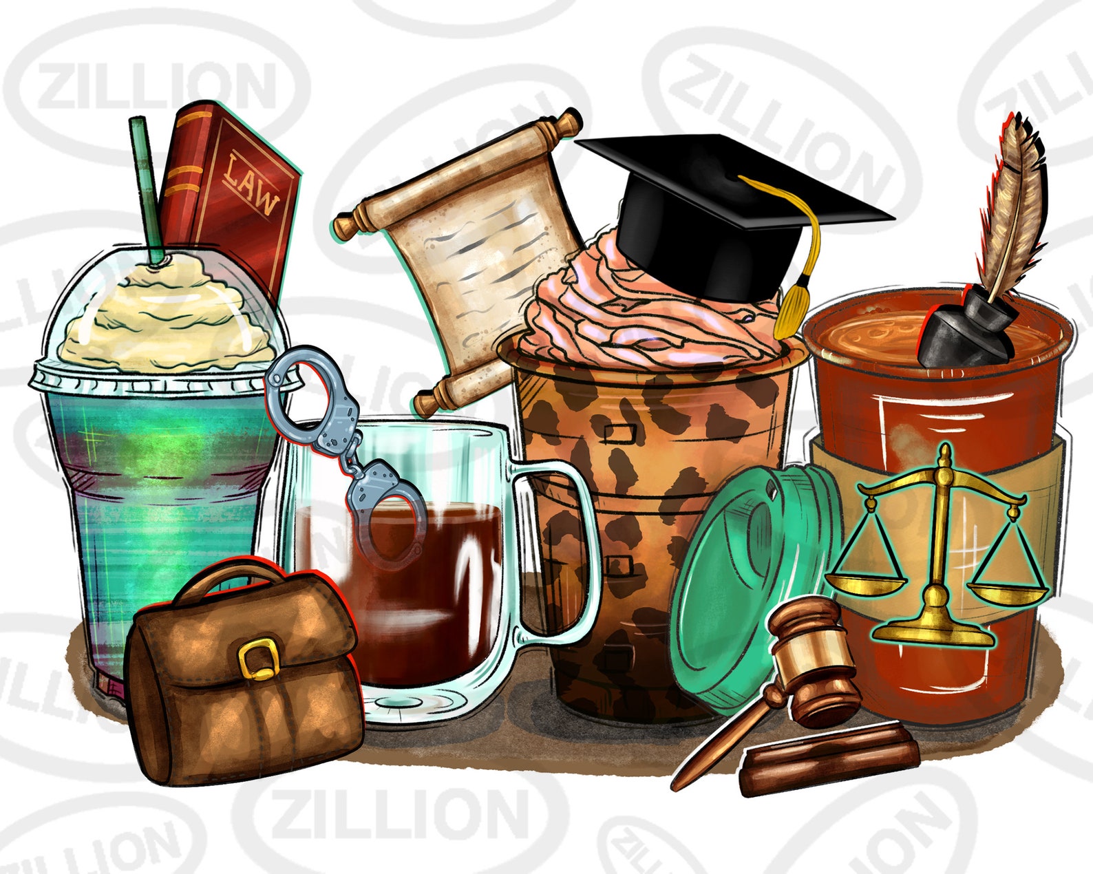 Lawyer Coffee Cups Png Sublimation Design, Western Coffee Cups Png ...