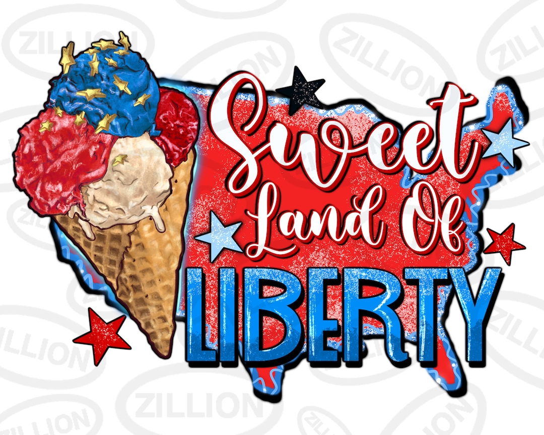 Sweet Land of Liberty Png Sublimation Design Download, USA Ice Cream ...