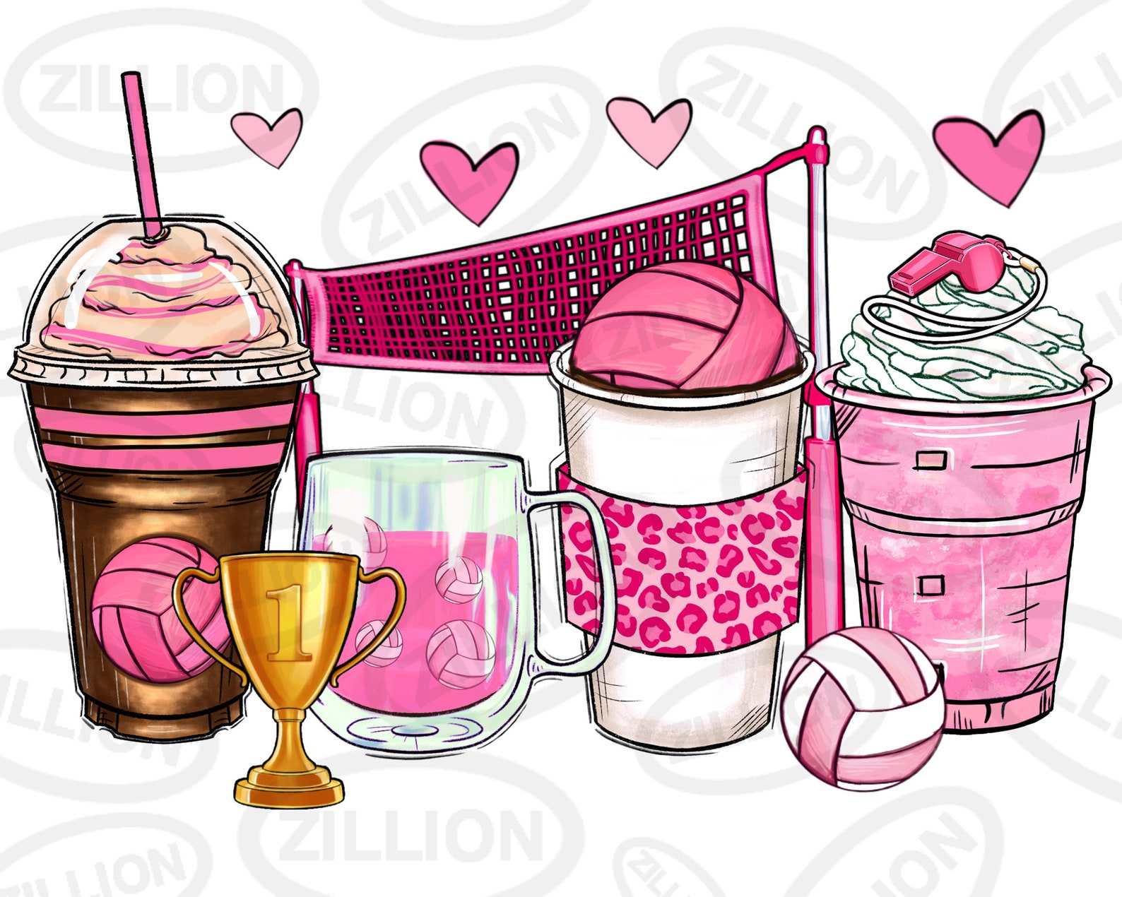 Volleyball Coffee Cups Png Sublimation Design, Sport Coffee Cups Png ...