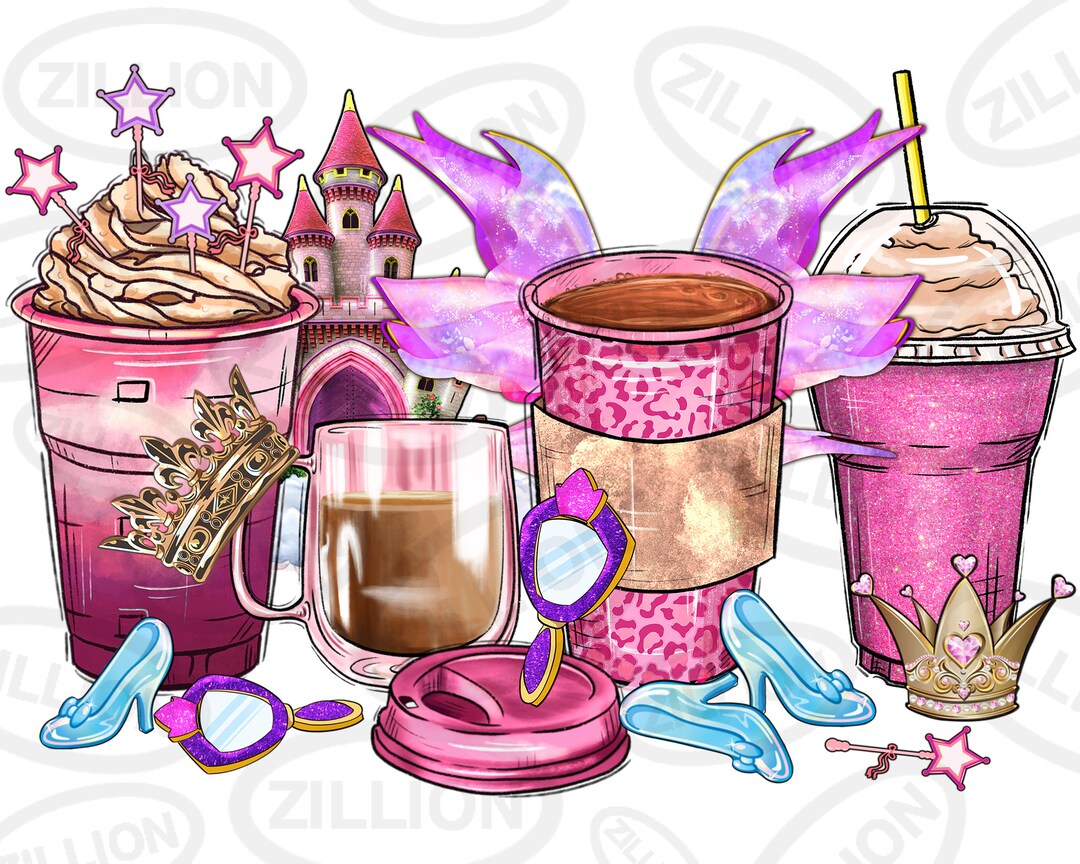 Princess Coffee Cups Png Sublimation Design, Western Coffee Cups Png ...