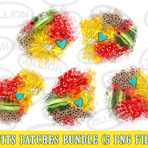 Fruit Patches Png Sublimation Design Bundle, Summer Fruits Png, Western ...