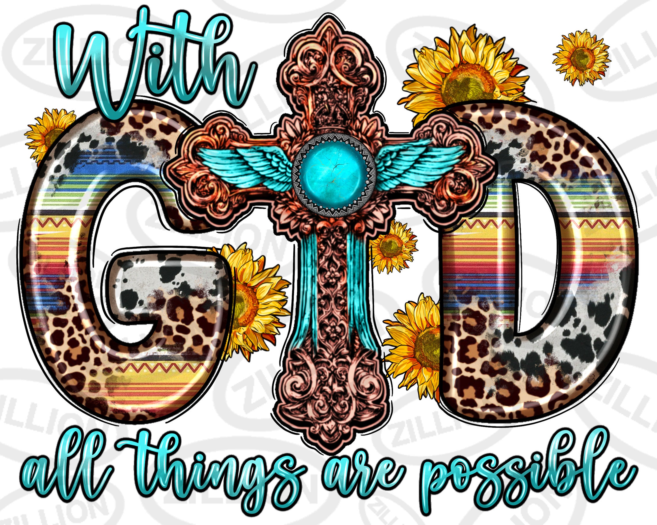With God All Things Are Possible Cross Png Sublimation Design Download ...