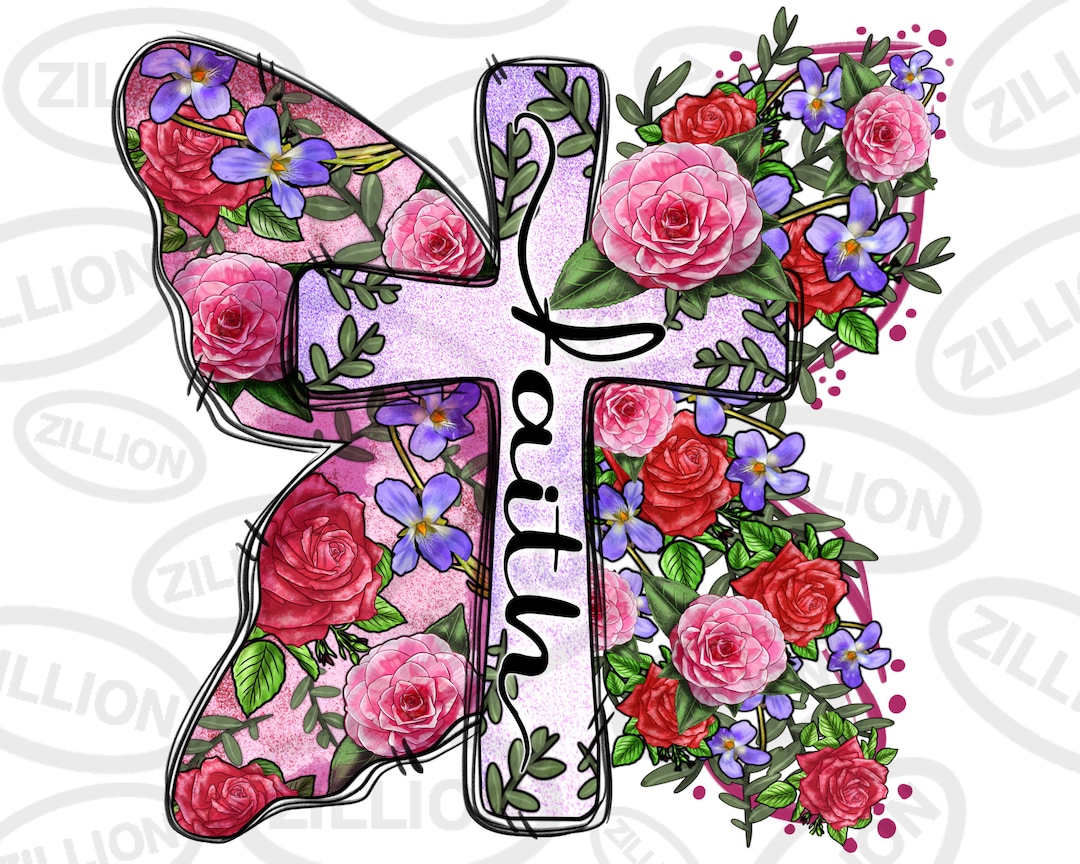 Faith Butterfly Cross Png Sublimation Design Download, Christian Png ...