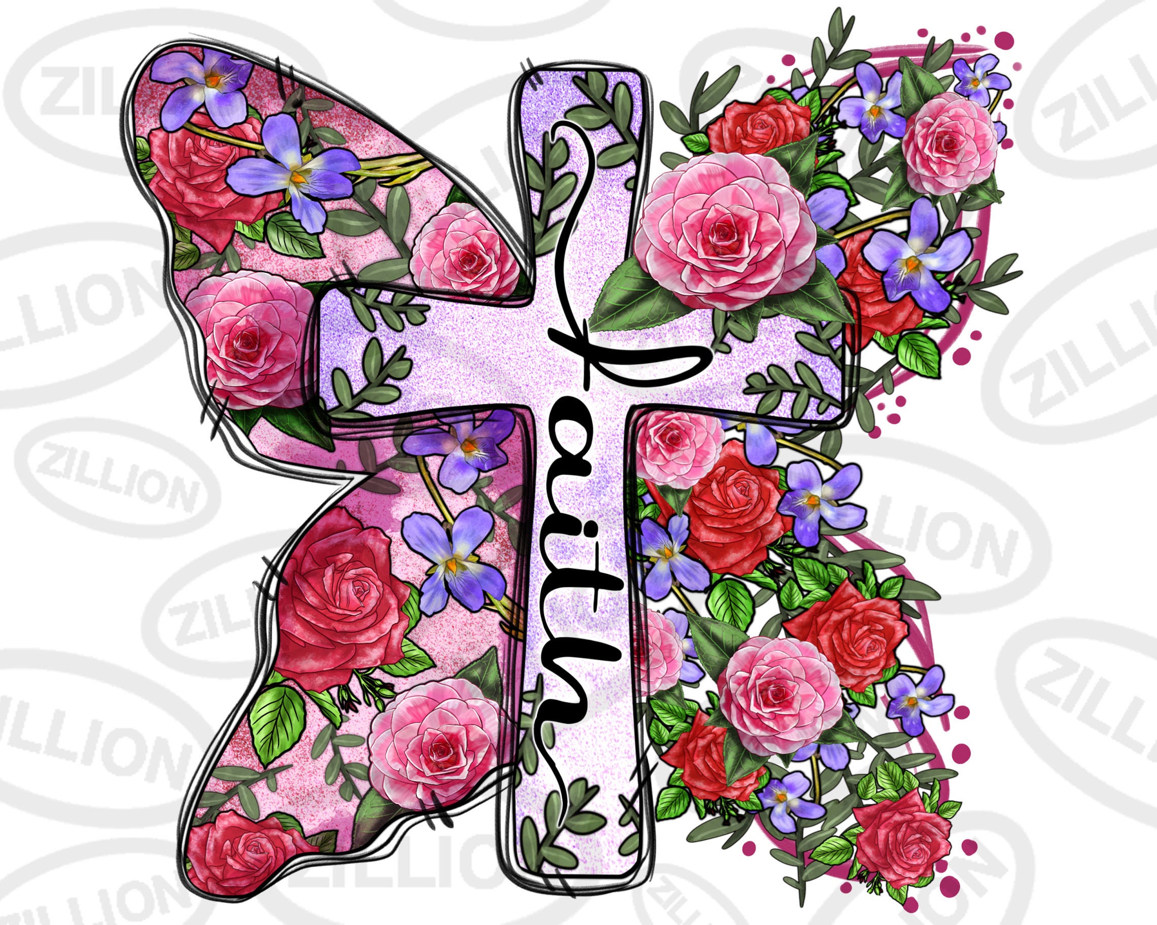 Faith Butterfly Cross Png Sublimation Design Download, Christian Png ...